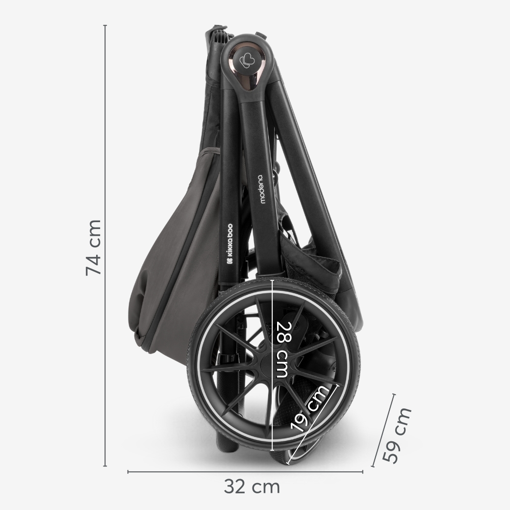 Modena Dark Grey Stroller 3in1 with carrycot - Bimbi
